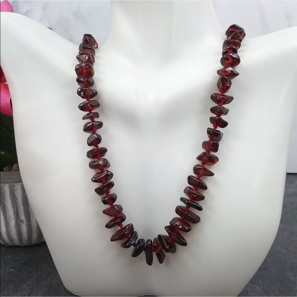 Artisan | Jewelry | Handknotted Dark Red Gemstones Necklace 24 | Poshmark